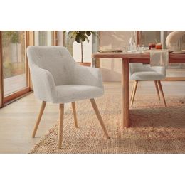 Riess Ambiente Nordischer Stuhl SCANDINAVIA MEISTERST&Uuml;CK beige natur Strukturstoff Massivholzbeine Riess-Ambiente Esszimmerstuhl K&uuml;chenstuhl