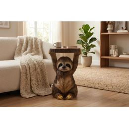 Riess Ambiente Runder Beistelltisch SLOTH 50cm grau braun Faultier-Skulptur handmade Riess-Ambiente S&auml;ulentisch Modern & Design