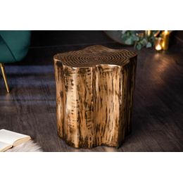 Riess Ambiente Extravaganter Beistelltisch ORGANIC ORIENT 45cm gold Metall Baumstamm Design Riess-Ambiente S&auml;ulentisch organisch Modern & Design