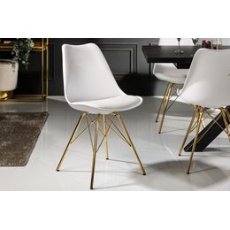 Riess Ambiente Design Stuhl SCANDINAVIA MEISTERST&Uuml;CK wei&szlig; goldene Beine Riess-Ambiente Esszimmerstuhl K&uuml;chenstuhl Scandinavisch