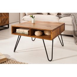 Riess Ambiente Massivholz Couchtisch SCORPION 60cm braun Sheesham stone finish Stauraum Hairpin Legs Riess-Ambiente Sofatisch Wohnzimmertisch rechteckig Modern &...