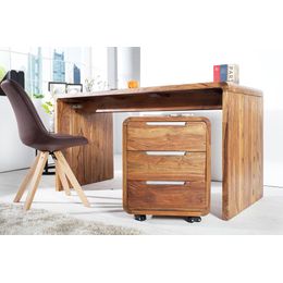 Riess Ambiente Massiver Rollcontainer CUBUS 60cm braun Sheeshamholz stone finish drei Schubladen Riess-Ambiente Modern & Design