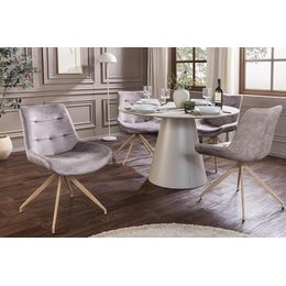 Riess Ambiente Design Stuhl DIVANI taupe Samt beiges Metallgestell Polsterstuhl Riess-Ambiente Esszimmerstuhl K&uuml;chenstuhl Modern & Design