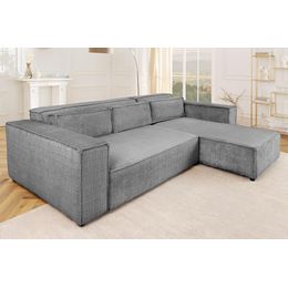Riess Ambiente Modernes Ecksofa BOSSA NOVA 265cm grau Chenille 3-Sitzer Couch L-Form Riess-Ambiente Wohnzimmer