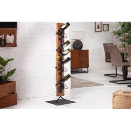 Riess Ambiente Massives Weinregal BARRACUDA 140cm Teakholz rustikaler Flaschenhalter Riess-Ambiente