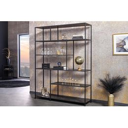 Riess Ambiente Modernes B&uuml;cherregal SLIM LINE 185x135cm graphit Metallgestell Riess-Ambiente