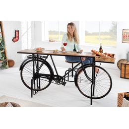 Riess Ambiente Retro Konsolentisch BICYCLE 195cm Mangoholz Fahrrad Bartisch Upcycling Riess-Ambiente