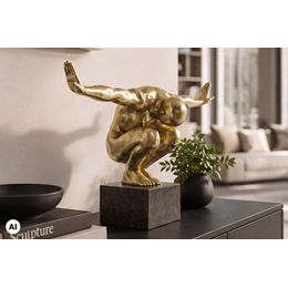 Riess Ambiente Deko-Figur HIGH DIVER 50cm gold schwarz handmade Athleten-Skulptur Riess-Ambiente Modern & Design