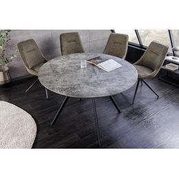 Riess Ambiente Runder Esstisch ATELIER 100cm grau Beton-Design schwarz Metall Riess-Ambiente Esszimmertisch K&uuml;chentisch 4 Personen Urban