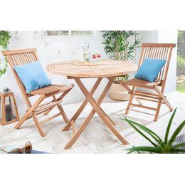 Riess Ambiente Massiver Gartentisch EMPIRE TEAK 90cm Teakholz rund klappbar Balkontisch Outdoor Riess-Ambiente Modern & Design