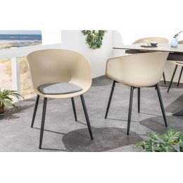 Riess Ambiente Moderner Stuhl DESIGNO greige schwarz Kunststoff Gartenstuhl mit Armlehnen Indoor Outdoor Riess-Ambiente Esszimmerstuhl K&uuml;chenstuhl