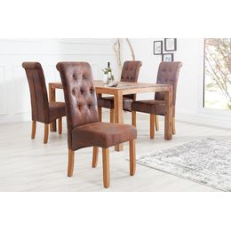 Riess Ambiente Edler Stuhl CASA whisky braun vintage mit Zierkn&ouml;pfen Massivholzbeine Polsterstuhl Riess-Ambiente Esszimmerstuhl K&uuml;chenstuhl