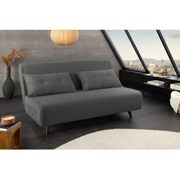 Riess Ambiente Retro Schlafsessel SMART MULTIFUNCTION 140cm grau Cord Bettfunktion inkl. Kissen Riess-Ambiente