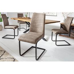 Riess Ambiente Industrial Freischwinger Stuhl APARTMENT antik taupe mit Metallgestell Polsterstuhl Riess-Ambiente Esszimmerstuhl K&uuml;chenstuhl Modern & Design
