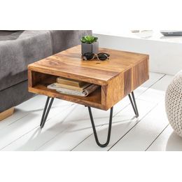 Riess Ambiente Massivholz Beistelltisch SCORPION 45cm braun Sheesham stone finish Hairpin Legs Stauraum Riess-Ambiente rechteckig Modern & Design