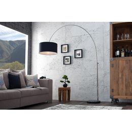 Riess Ambiente Ausziehbare Bogenlampe LOUNGE DEAL 170-200cm schwarz Leinenschirm Stehlampe Riess-Ambiente Klassisch