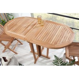 Riess Ambiente Massiver Balkontisch EMPIRE TEAK 120cm natur Teakholz klappbar Gartentisch Outdoor Riess-Ambiente 4 Personen