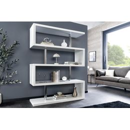 Riess Ambiente Design Regal SNAKE 165cm wei&szlig; B&uuml;cherregal Hochglanz mit f&uuml;nf B&ouml;den Riess-Ambiente Modern & Design