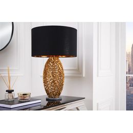 Riess Ambiente Design Tischlampe ABSTRACT LEAF gold Metall schwarz Marmorfu&szlig; handmade Riess-Ambiente Modern & Design