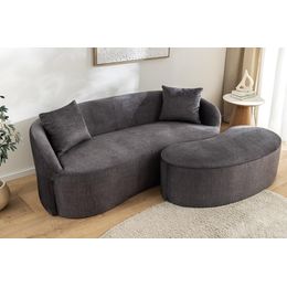 Riess Ambiente Extravagantes Sofa ELEMENTAL 180cm graphit grau Samt 2-Sitzer Couch organische Form Riess-Ambiente Wohnzimmer Modern & Design