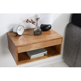 Riess Ambiente H&auml;ngender Nachttisch PURE 50cm braun Akazie Massivholz honey finish Schublade Riess-Ambiente Klassisch