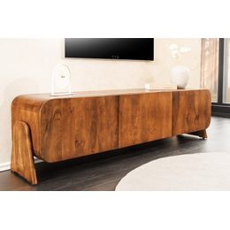 Riess Ambiente Massives TV-Board BRASIL 160cm braun Mangoholz drei F&auml;cher Lowboard Riess-Ambiente Modern & Design