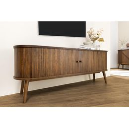 Riess Ambiente Retro TV-Board VALHALLA WOOD 160cm smoked Eichenholz Schiebet&uuml;ren Lowboard Riess-Ambiente