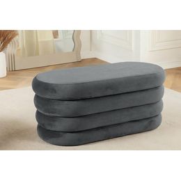 Riess Ambiente Extravagante Polsterbank VOGUE 85cm grau Samt Sitzbank mit Stauraum Riess-Ambiente Modern & Design