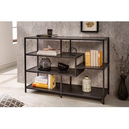 Riess Ambiente Industrial B&uuml;cherregal SLIM LINE 114cm Esche schwarz f&uuml;nf Regalb&ouml;den Riess-Ambiente Modern & Design
