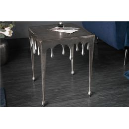 Riess Ambiente Extravaganter Beistelltisch LIQUID LINE S 34cm silber Tropfen-Design Riess-Ambiente quadratisch Modern & Design
