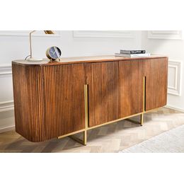 Riess Ambiente Design Sideboard GATSBY 160cm braun mattgold Mangoholz Retro Riess-Ambiente