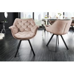 Riess Ambiente Drehbarer Stuhl THE DUTCH COMFORT greige Samt mit Armlehnen Modern Design Polsterstuhl Riess-Ambiente Esszimmerstuhl K&uuml;chenstuhl
