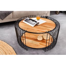 Riess Ambiente Industrial Couchtisch TRUE ELEMENTS 70cm natur Akazie Massivholz Riess-Ambiente Sofatisch Wohnzimmertisch rund