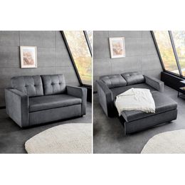 Riess Ambiente Sofa mit Schlaffunktion SMART 140cm grau hochwertiger Vogue Seiden Samtstoff Riess-Ambiente Wohnzimmer Modern & Design