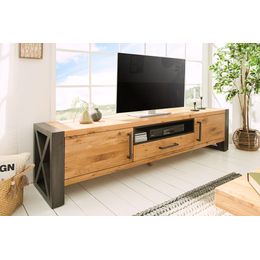 Riess Ambiente Massives TV-Board THOR 200cm Wild Eiche ge&ouml;lt Lowboard im Industrial Design Riess-Ambiente Urban