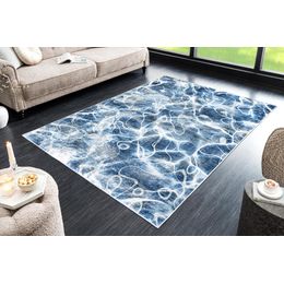 Riess Ambiente Maritimer Teppich OCEAN 230x160cm blau wei&szlig; Flachgewebe Indoor-Teppich Riess-Ambiente rechteckig
