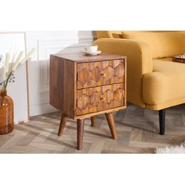 Riess Ambiente Massivholz Beistelltisch MYSTIC LIVING 60cm braun Sheesham stone finish Nachttisch Riess-Ambiente Sofatisch Wohnzimmertisch rechteckig Modern & Design