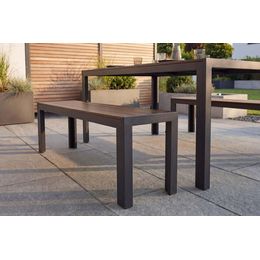 Riess Ambiente Moderne Gartenbank DESIGNO 130cm dunkelbraun schwarz Aluminium wetterfest Outdoor Sitzbank Riess-Ambiente