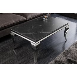 Riess Ambiente Design Couchtisch MODERN BAROCK 100cm schwarz anthrazit chrom Keramik Marmor Riess-Ambiente Sofatisch Wohnzimmertisch rechteckig