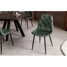 Riess Ambiente Stilvolles 2er-Set St&uuml;hle GLAMM gr&uuml;n Samt schwarze Metallbeine Riess-Ambiente Esszimmerstuhl K&uuml;chenstuhl Modern & Design
