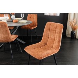 Riess Ambiente Moderner Design Stuhl TRES CHIC rost braun Chenille Cremona schwarze Metallbeine Polsterstuhl Riess-Ambiente Esszimmerstuhl K&uuml;chenstuhl