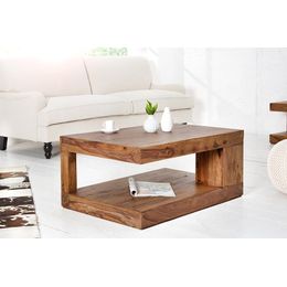 Riess Ambiente Massiver Edelholz Couchtisch GIANT L 90cm braun Sheesham stone finish mit Ablage Riess-Ambiente Sofatisch Wohnzimmertisch rechteckig Urban