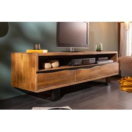 Riess Ambiente Massives TV-Board MAMMUT 160cm Akazie Honey Finish Metall Baumkante Lowboard Riess-Ambiente Urban