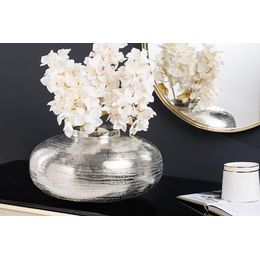 Riess Ambiente Moderne Deko Vase ABSTRACT ORIENT 35cm silber rund Metall Hammerschlag-Design Riess-Ambiente