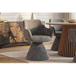 Riess Ambiente Drehbarer Stuhl AMBIENTO grau Boucl&eacute; 180&deg; mit Auto-Return Polsterstuhl Riess-Ambiente Esszimmerstuhl K&uuml;chenstuhl Modern & Design