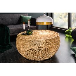 Riess Ambiente Filigraner Couchtisch LEAF 80cm gold Metall handmade Blatt-Design Riess-Ambiente Sofatisch Wohnzimmertisch rund Modern & Design