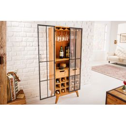 Riess Ambiente Massive Vitrine SEVEN SEAS 150cm natur Pinie Industrial-T&uuml;ren Metall Barschrank Riess-Ambiente rechteckig