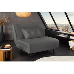 Riess Ambiente Retro Schlafsessel SMART MULTIFUNCTION 100cm grau Cord Bettfunktion inkl. Kissen Riess-Ambiente
