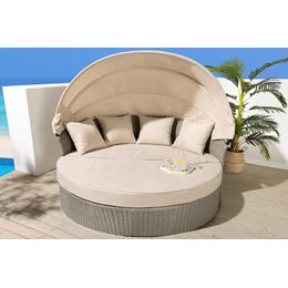 Riess Ambiente Outdoor Sonneninsel PLAYA LIVING 165cm natur Polyrattan inklusive Kissen Aluminium wetterfest Riess-Ambiente