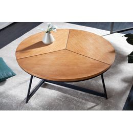 Riess Ambiente Runder Couchtisch OAK ELEGANCE 80cm Eiche Holz-Design schwarzes Metallgestell Riess-Ambiente Sofatisch Wohnzimmertisch Modern & Design